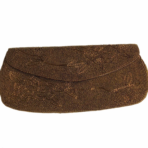 Vintage | Bags | Vintage Bronze Beaded Clutch Bag | Poshmark